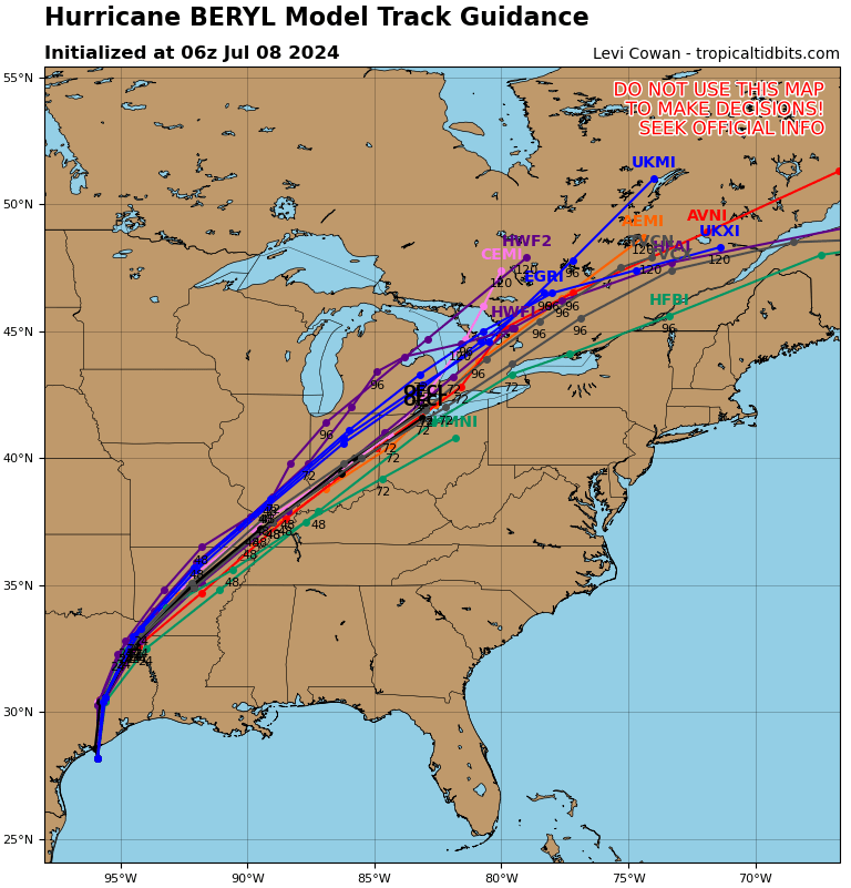 Beryl Remnants To Pass Well North & West While East Remains Steamy All ...
