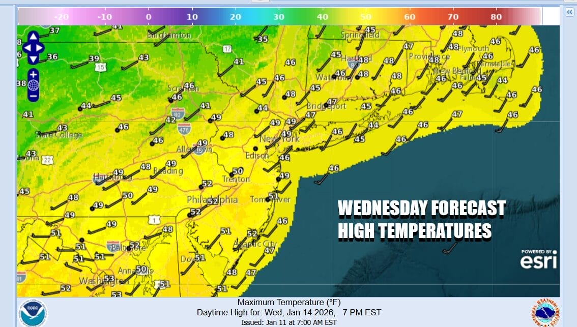 Warming Up Ahead of Cold Front Showers of Rain & Snow Wednesday Night ...